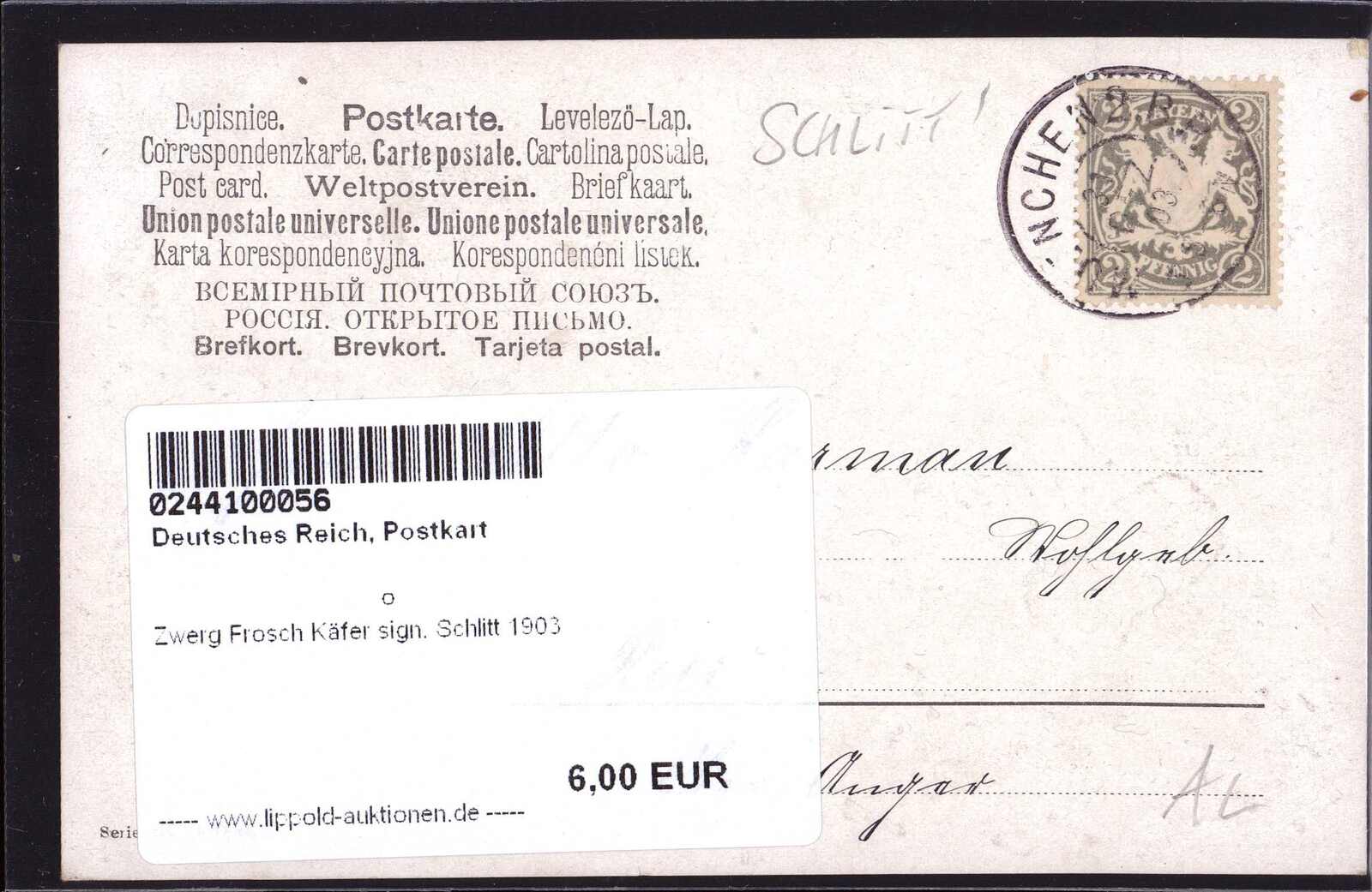 Zwerg Frosch Käfer sign. Schlitt 1903 - auctions & price archive