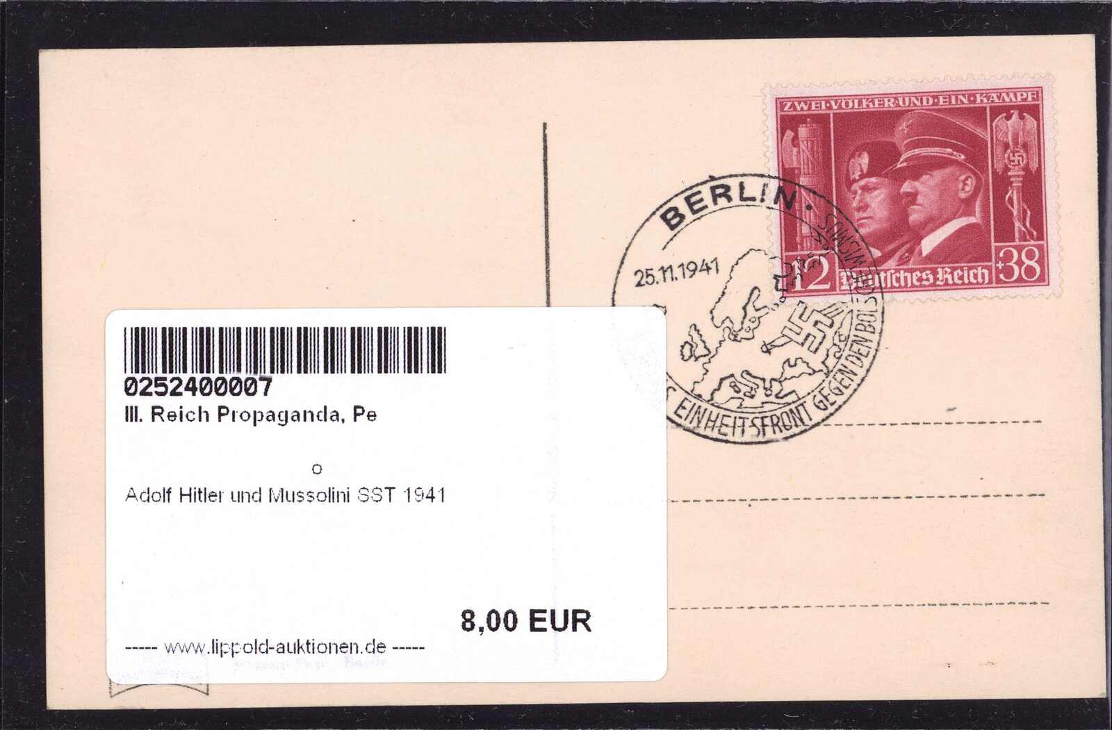Adolf Hitler und Mussolini SST 1941 - auctions & price archive