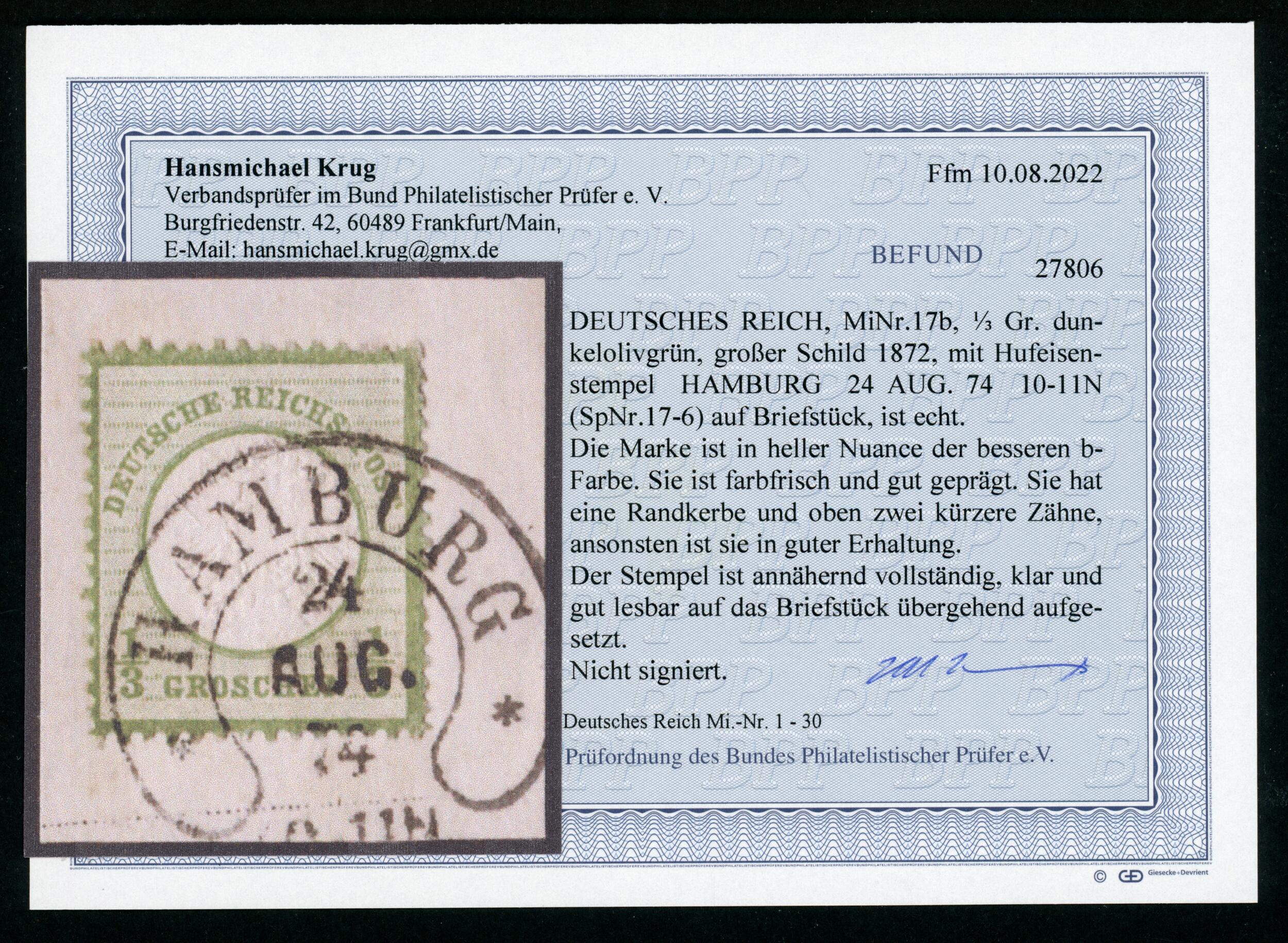 Stamp Auction - Deutsches Reich - 5th Auction, lot 1707