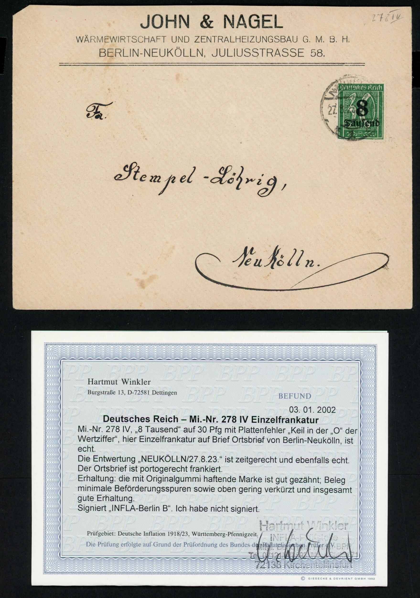 Stamp Auction - Deutsches Reich - 5th Auction, lot 2417